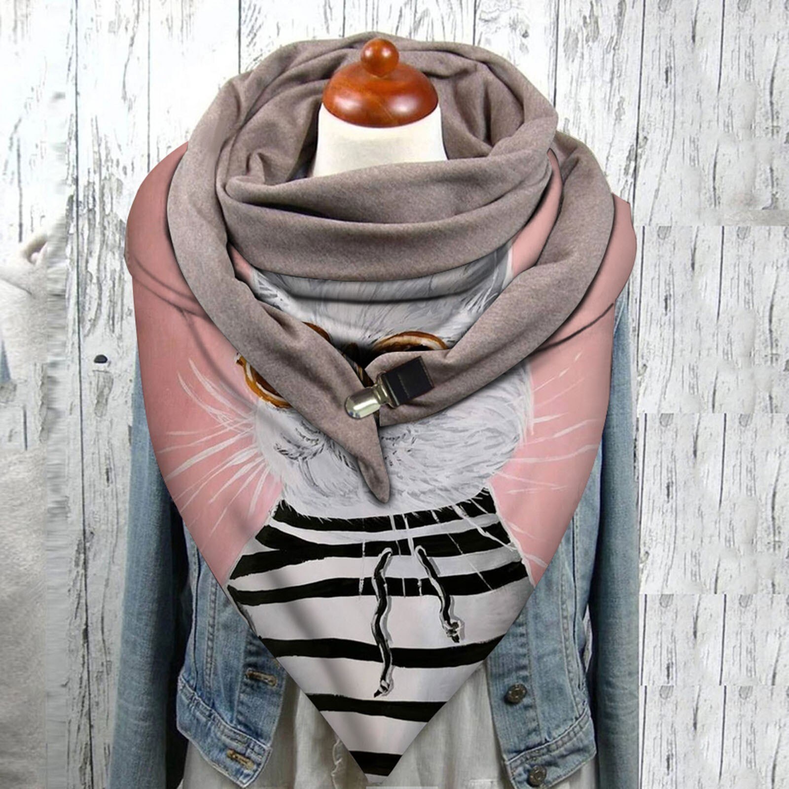 Women Cute Cat Print Scarf Hijabs Lady Retro Femal... – Vicedeal