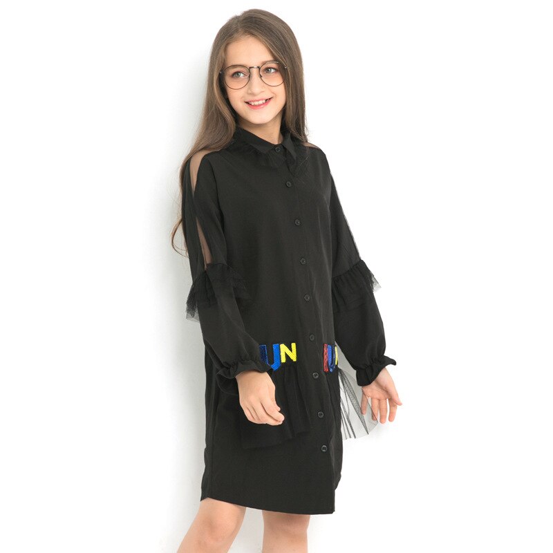 Modis Girls Blouse Black Shirts Long Section Sequi... – Vicedeal