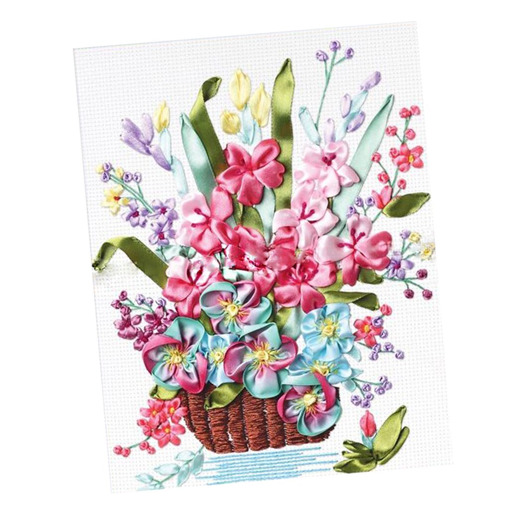 Silk Ribbon Embroidery Kit Spring Flower Bouquet D... – Grandado