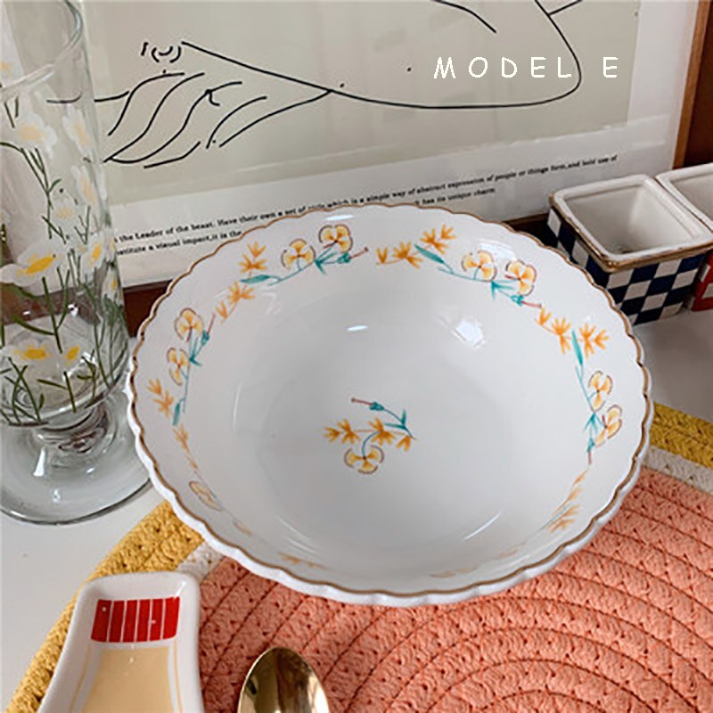 Ins Style Flat Plate Round Steak Tray Golden Rim D... – Grandado