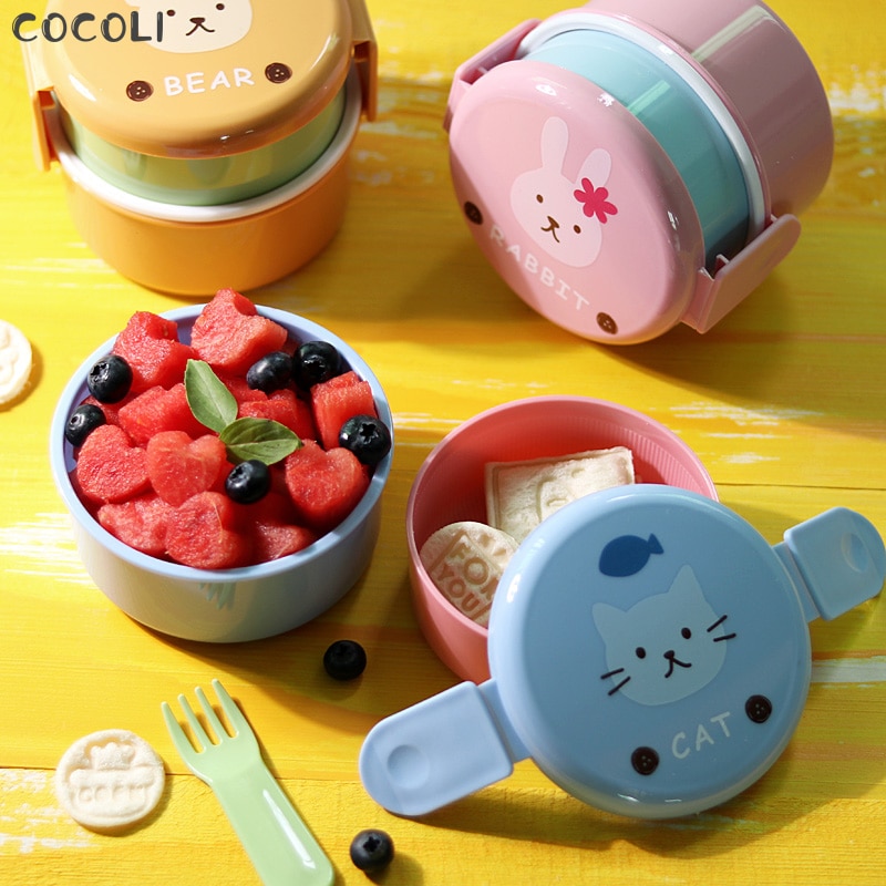 Cute Animal Lunch Box Japanese Double-layer Round ... – Grandado