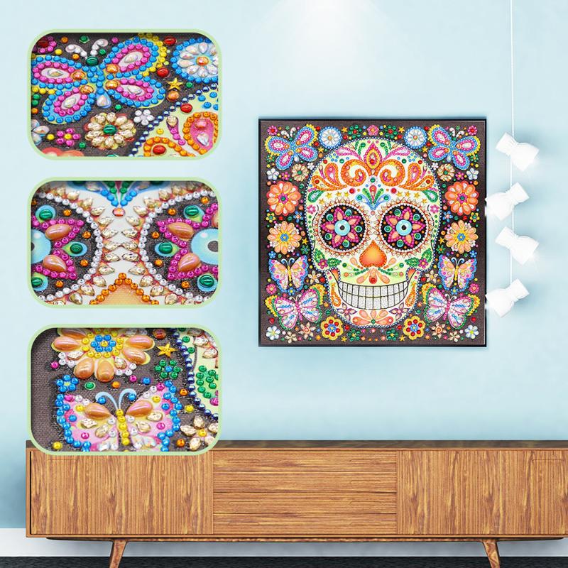 5D DIY Special Shaped Diamond Painting Color Skull... – Grandado