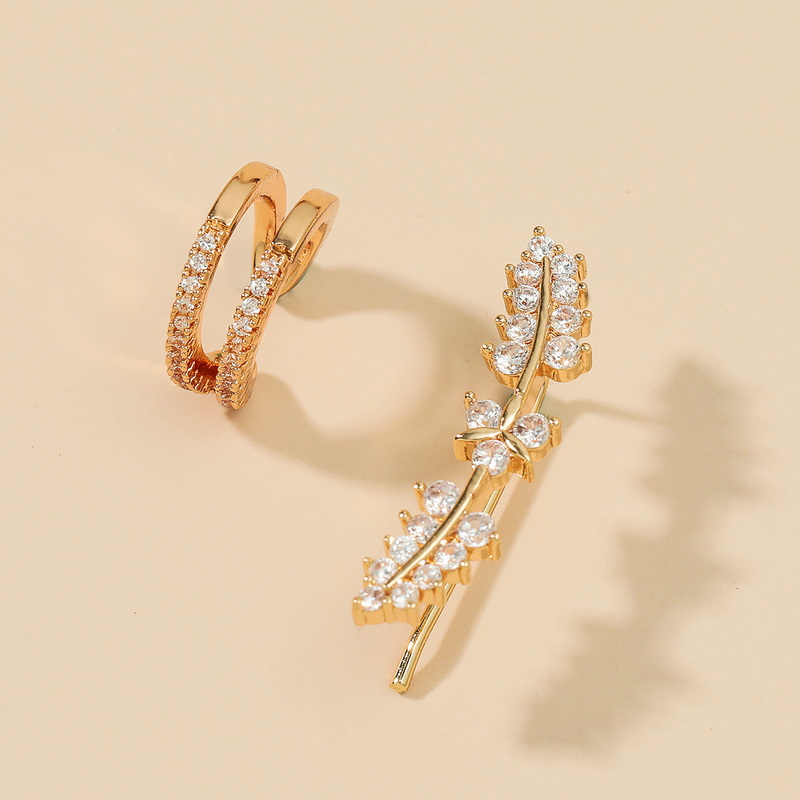Ear Clip Bohemian Gold Color Ear Cuffs Zircon Leaf... – Grandado