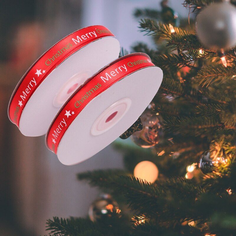 10 Rolls 25 Yards Merry Christmas Letters Red Ribb... – Vicedeal