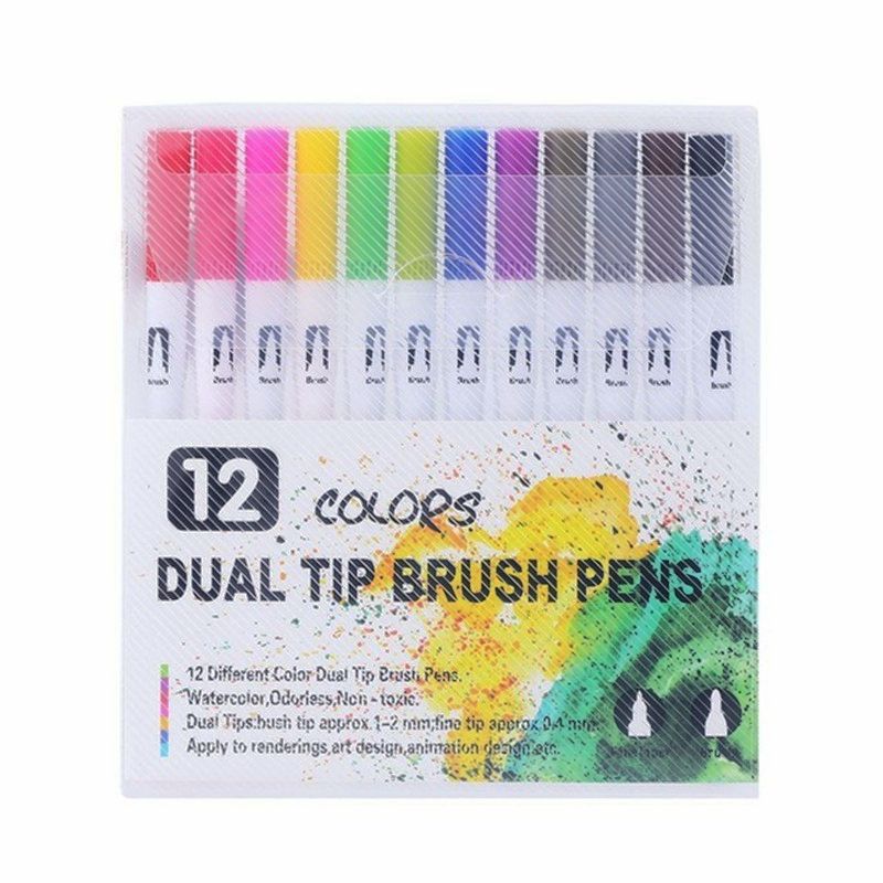 12/24/36/48 Color Lettering Markers Pen Dual Tip D... – Grandado