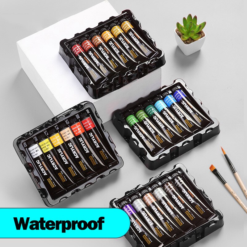 Waterproof 24 Colors Acrylic Paints 22ml Tubes Dra... – Grandado