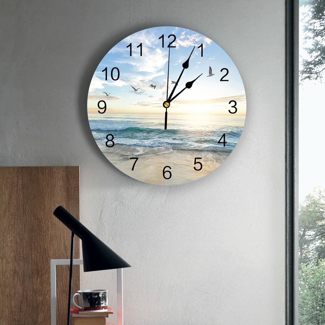 Sunset Sea Nature Scenery Painting PVC Wall Clock ... – Grandado