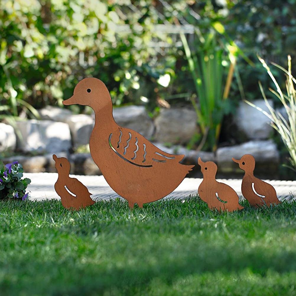 4PCS Metal Garden Lawn Statue Duck Silhouettes Sta... – Grandado
