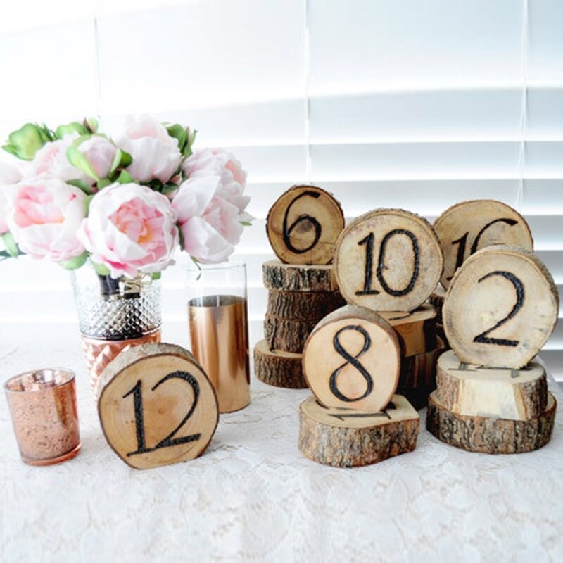 10Pcs 1-10 Rustic Wedding Table Numbers Round Wood... – Grandado