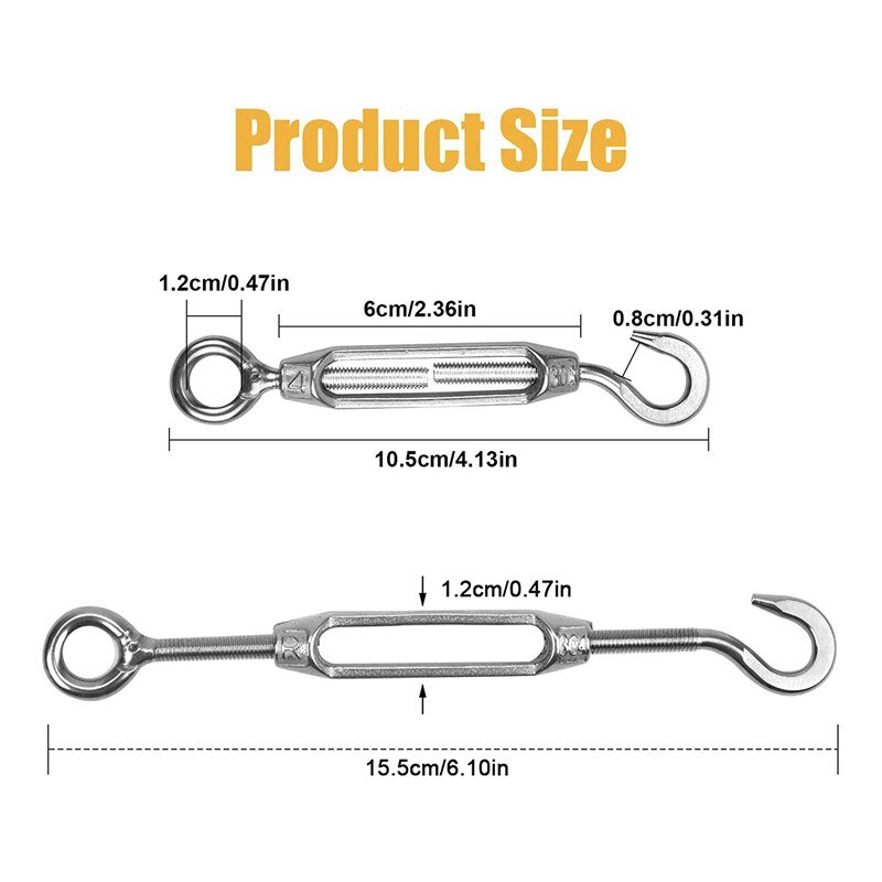 6 Pcs Turnbuckle Wire Tensioner M4 Adjustable Turn... – Grandado