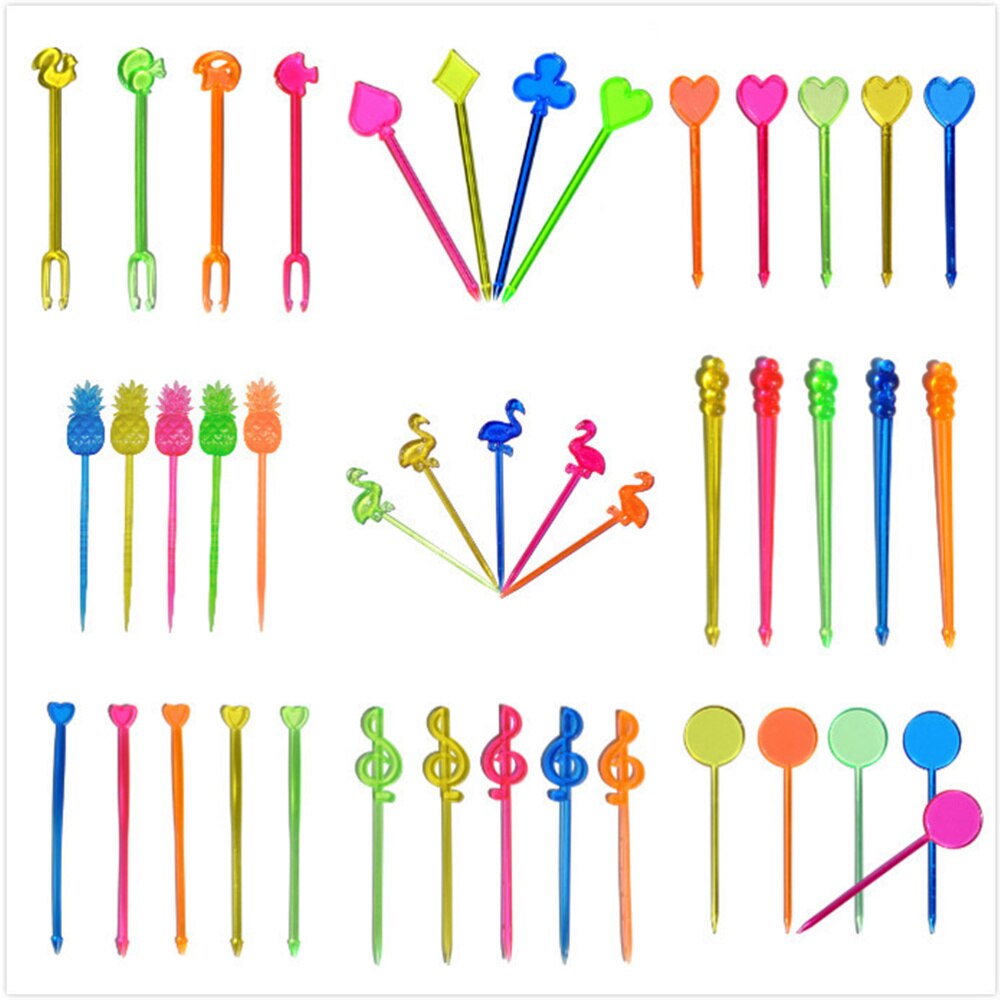 Disposable Fruit Fork Heart-shaped Fruit Picks Col... – Grandado