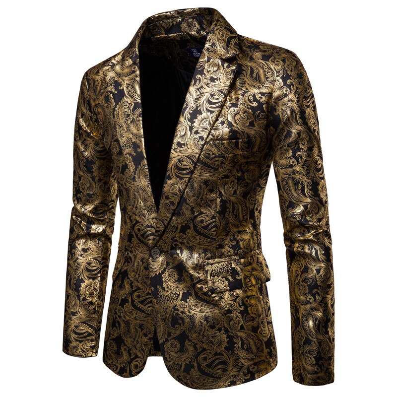 High-end moda de luxo masculino dourado floral bla... – Vicedeal