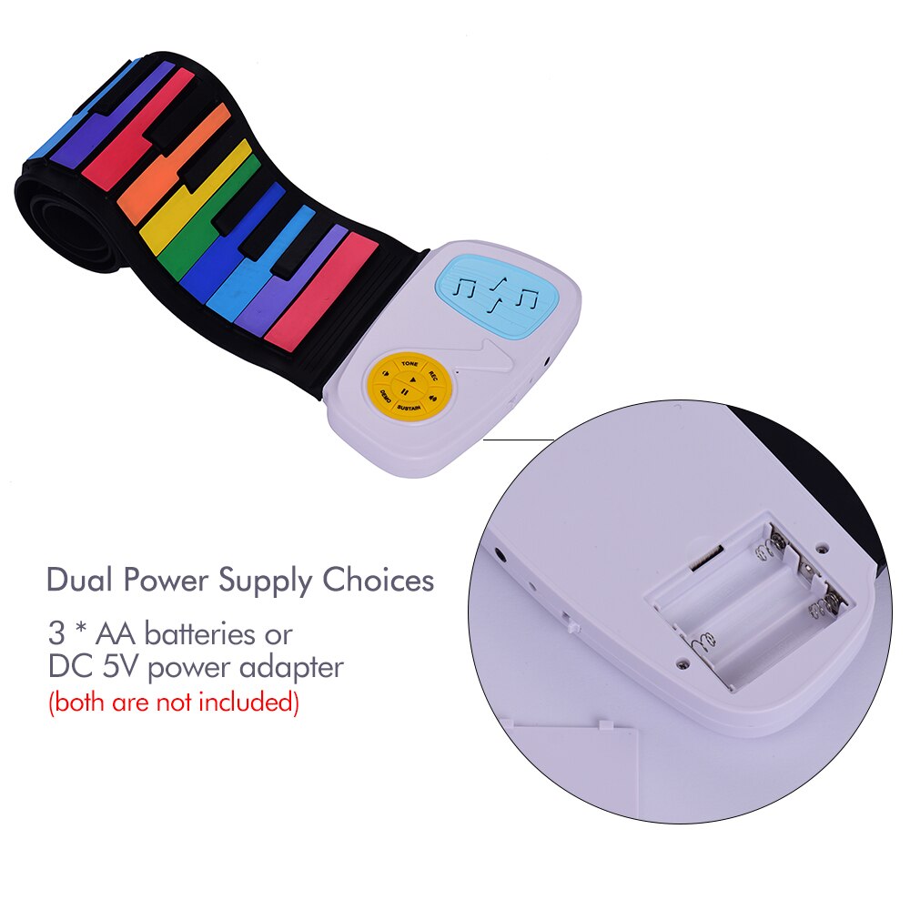 49 Keys Rainbow Roll-Up Piano Electronic Keyboard ... – Vicedeal