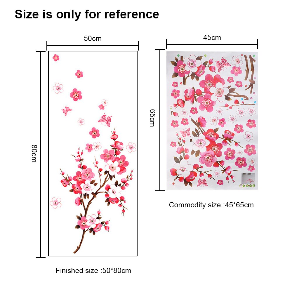 45*65cm Sakura Cherry Wall Stickers Butterflies Fl... – Grandado