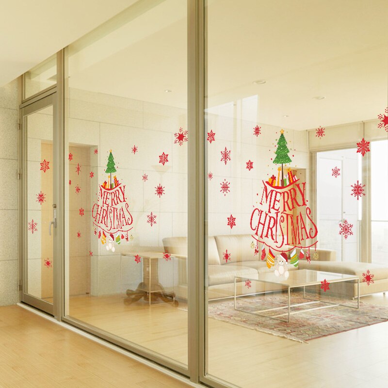 Merry Christmas Tree Shop Window Glass Decoration ... – Grandado