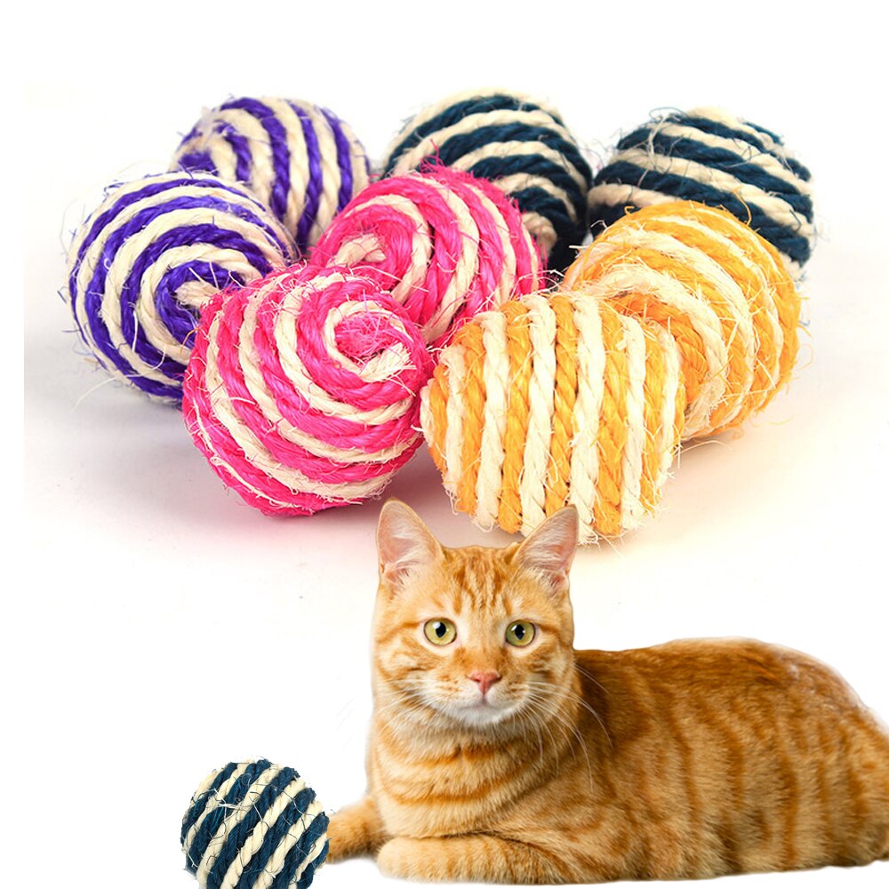 Cat Toys Sisal Rope Weave Ball Cat Scratcher Toy B... – Grandado
