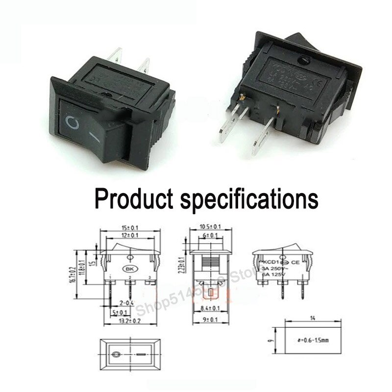 10 Pcs KCD1 Rocker Switch ON-OFF 2 Position Pins E... – Grandado