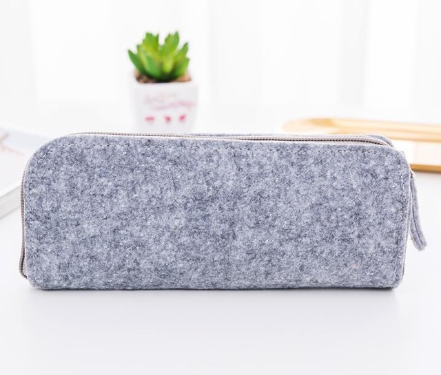 Simple Solid Color Felt Pencil Case High Capacity ... – Grandado