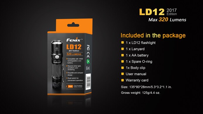 Fenix LD12 CREE XP-G2 R5 neutral white LED 320 lum... – Vicedeal