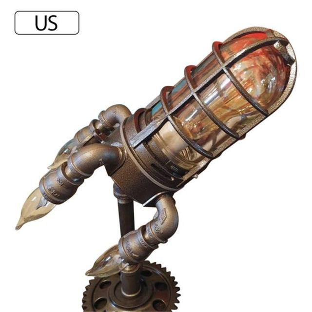 Retro Steampunk Rocket Lamp Light LED Table Office... – Grandado