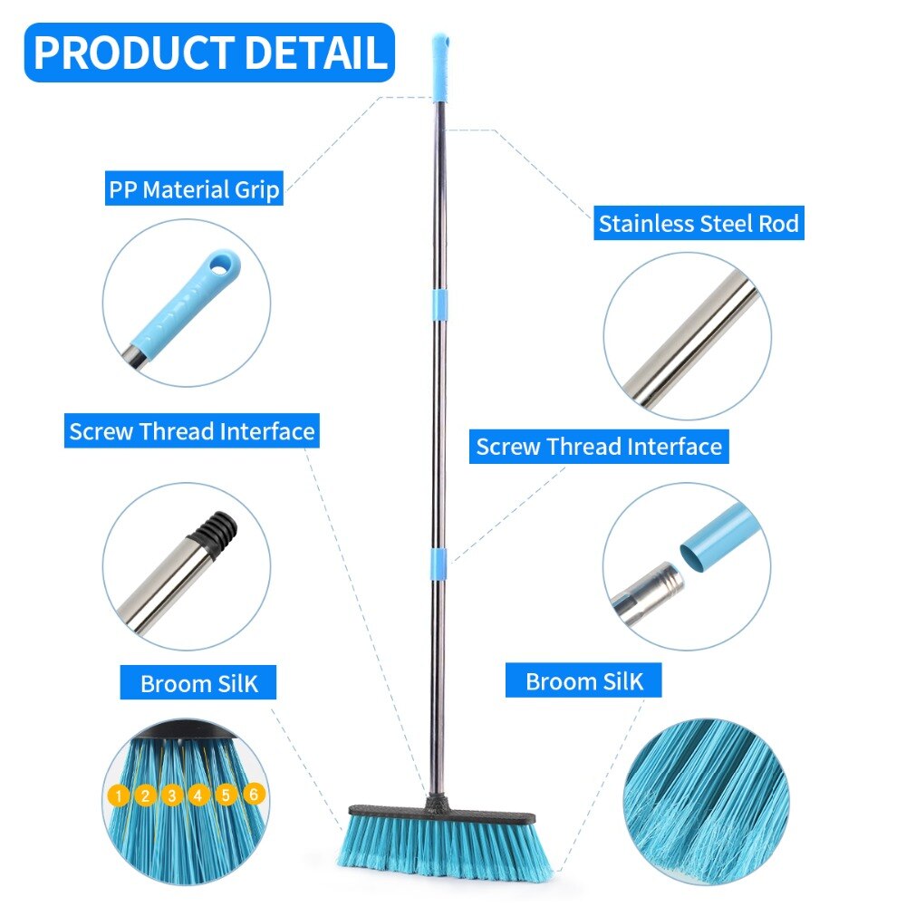 Floor Cleaning Broom with Adjustable Long Handle P... – Vicedeal