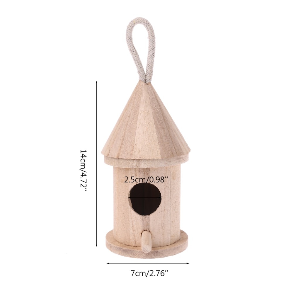 Natural Wood Bird House Hanging Nest Box Outdoor G... – Grandado