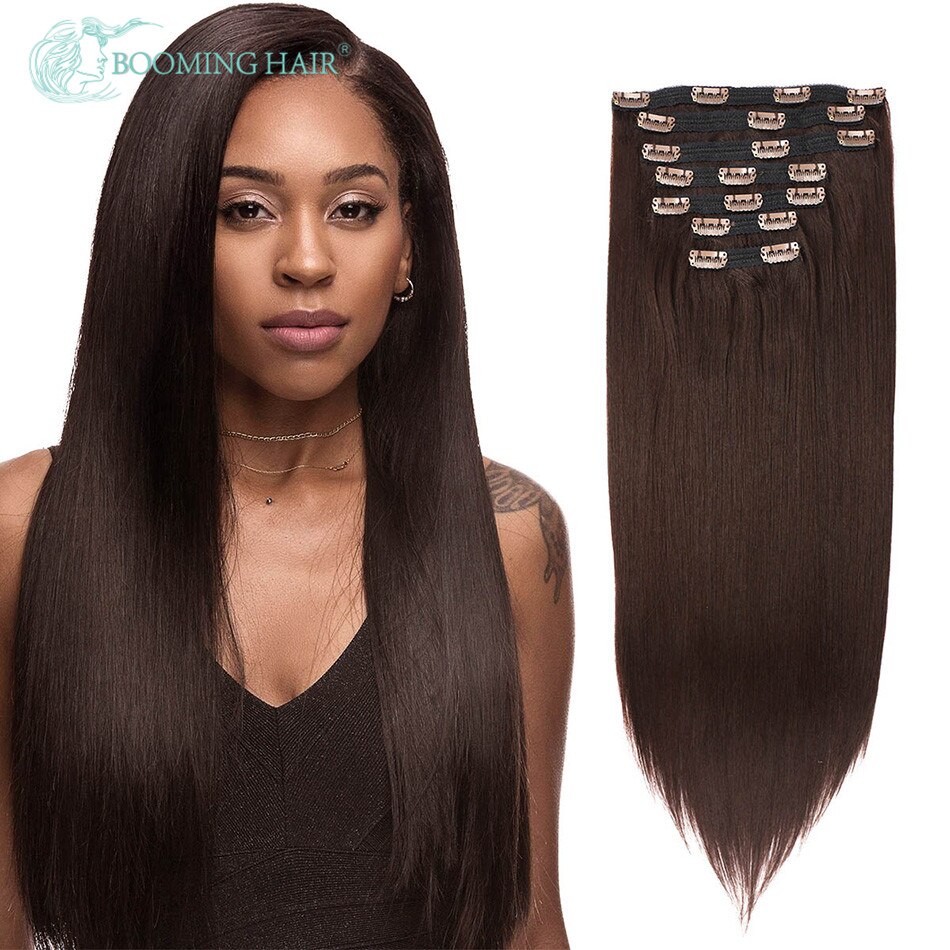 Synthetic Clip On Hair Extension Straight 140G 24 ... – Grandado