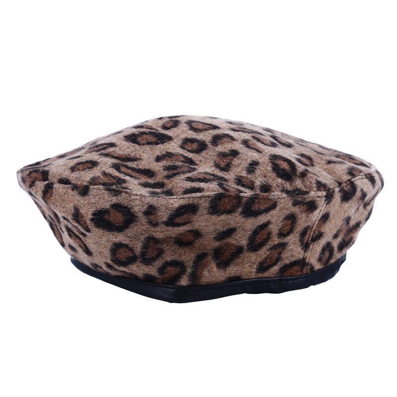 Autumn Winter Women's Leopard Retro Woolen Caps La... – Vicedeal