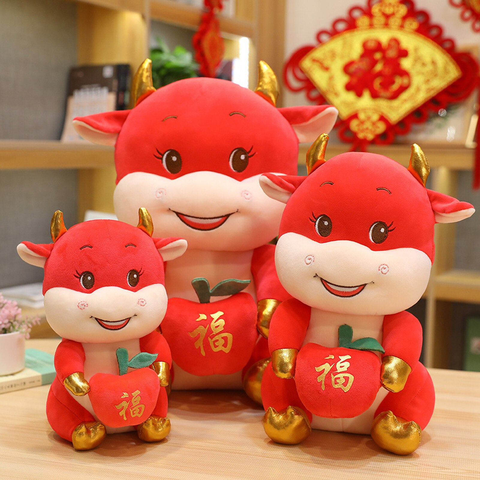 Symbol Of Bull OX Year Cow Doll China Dress Mascot... – Grandado