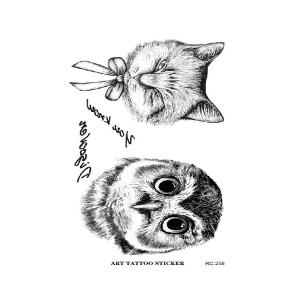 Animal Cartoon 3D Owl Cat Tattoo Stickers Waterpro... – Grandado
