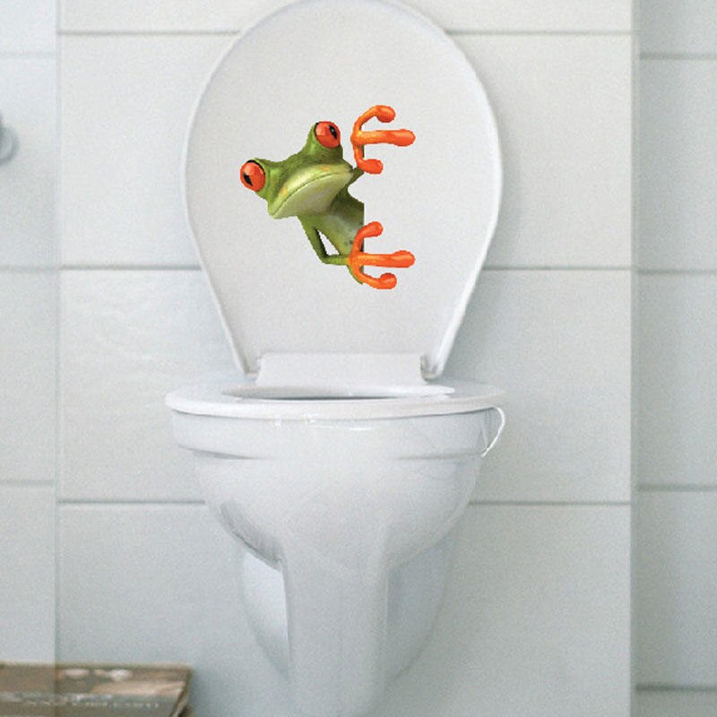 Frog Bathroom Sticker Toilet Stickers Cartoon Frog... – Grandado
