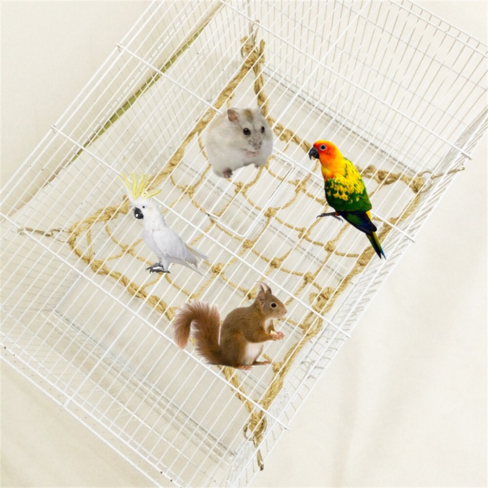 Pet Bird Climbing Net Bird Parrot Toys Hemp Rope T... – Grandado