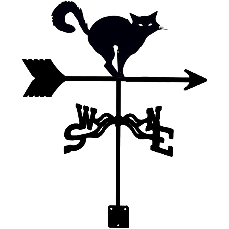 ! Outdoor Silhouette Wind Direction Metal Cat Deco... – Grandado