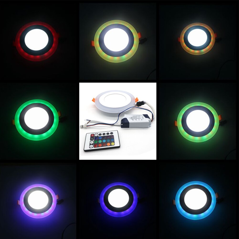Round LED Ceiling Light Colorful RGB Recessed Pane... – Grandado