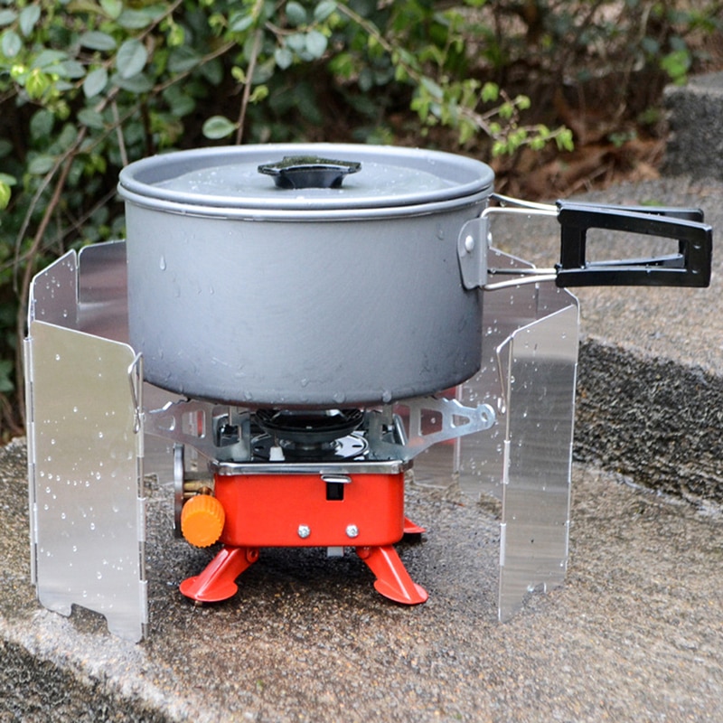 9 plates Fold Camping Cooker Gas Stove Wind Shield... – Grandado