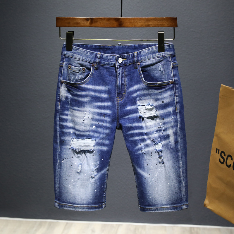 Gescheurd Gat Mannen Denim Shorts Klassieke Vintag... – Vicedeal