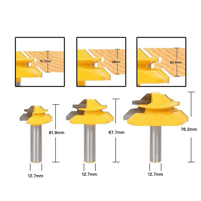 3Pcs 45 Degree Lock Miter Glue Joint Router Bit Wo... – Grandado