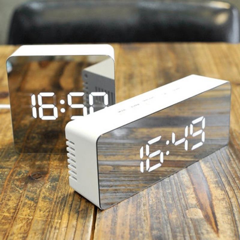 Automatic Mirror Surface Timepiece Alarm Clock Tim... – Vicedeal