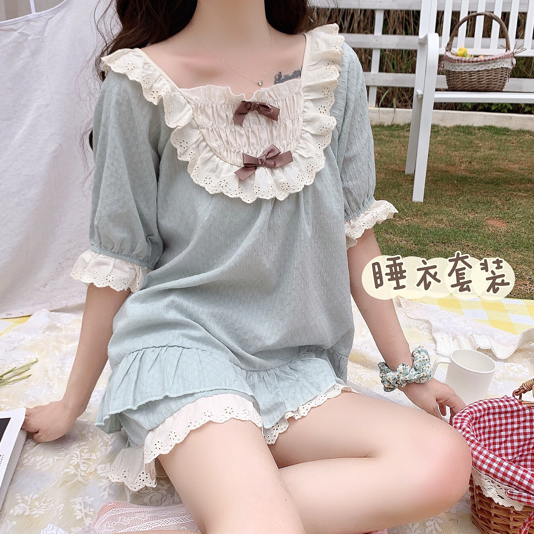 Korean- Sweet Bow Hipster Pajamas Women's Summer S... – Grandado