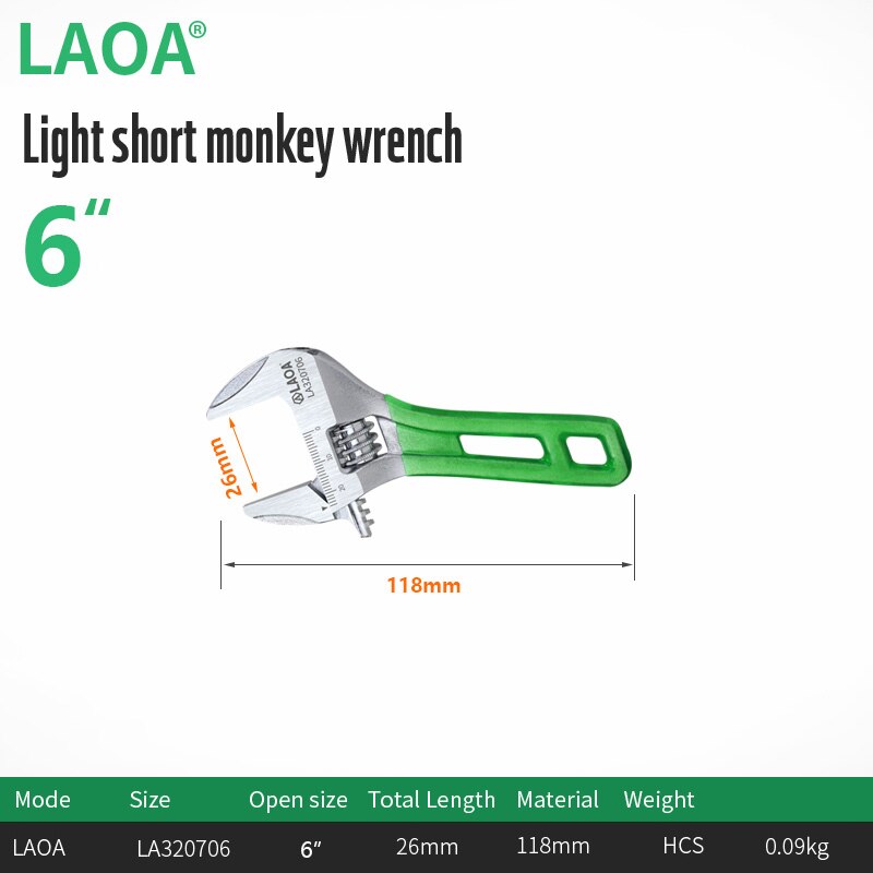 LAOA Adjustable Spanner 6" 8" 10" 12" Light ShortH... – Vicedeal