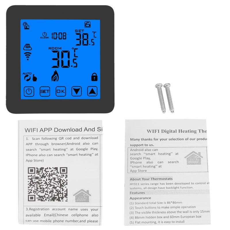 Black Thermostat Smart WIFI Programmable Heating T... – Grandado