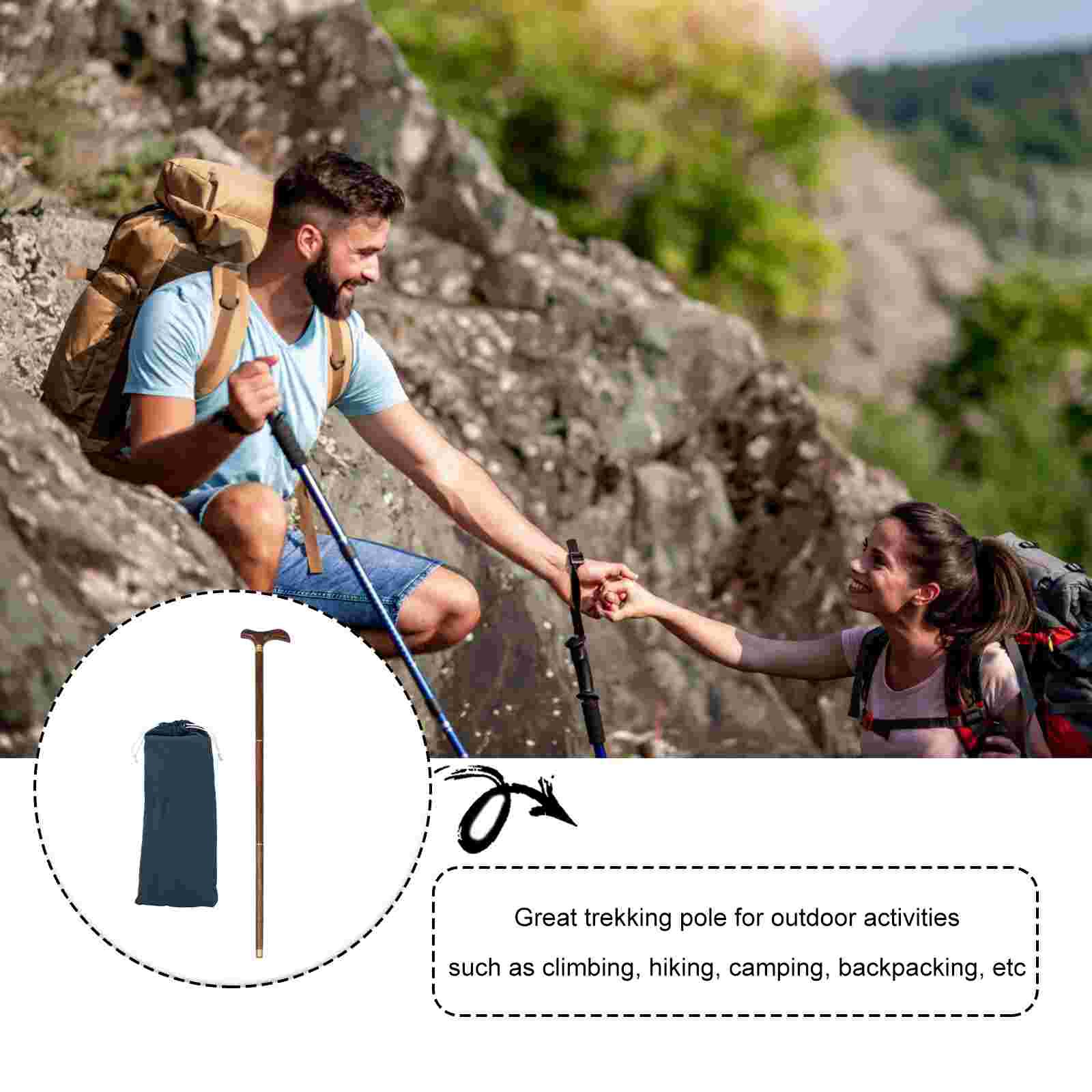 1Pc Wood Walking Stick Outdoor Cane Practical Trek... – Grandado