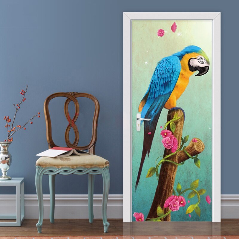 3D Wall Sticker Modern Color Parrot Art Door Decor... – Grandado