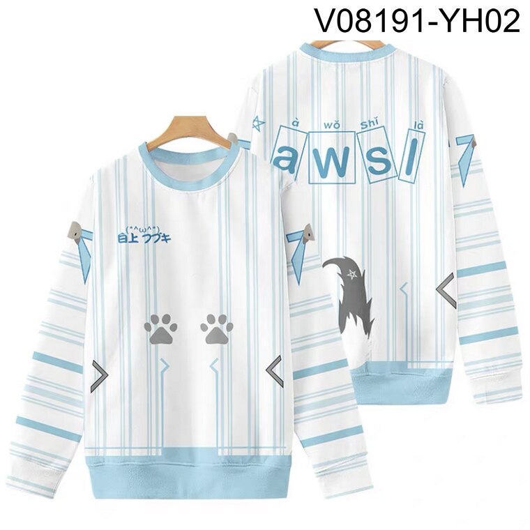 VTuber Shirakami Fubuki 3D Printing T-shirt Round ... – Vicedeal