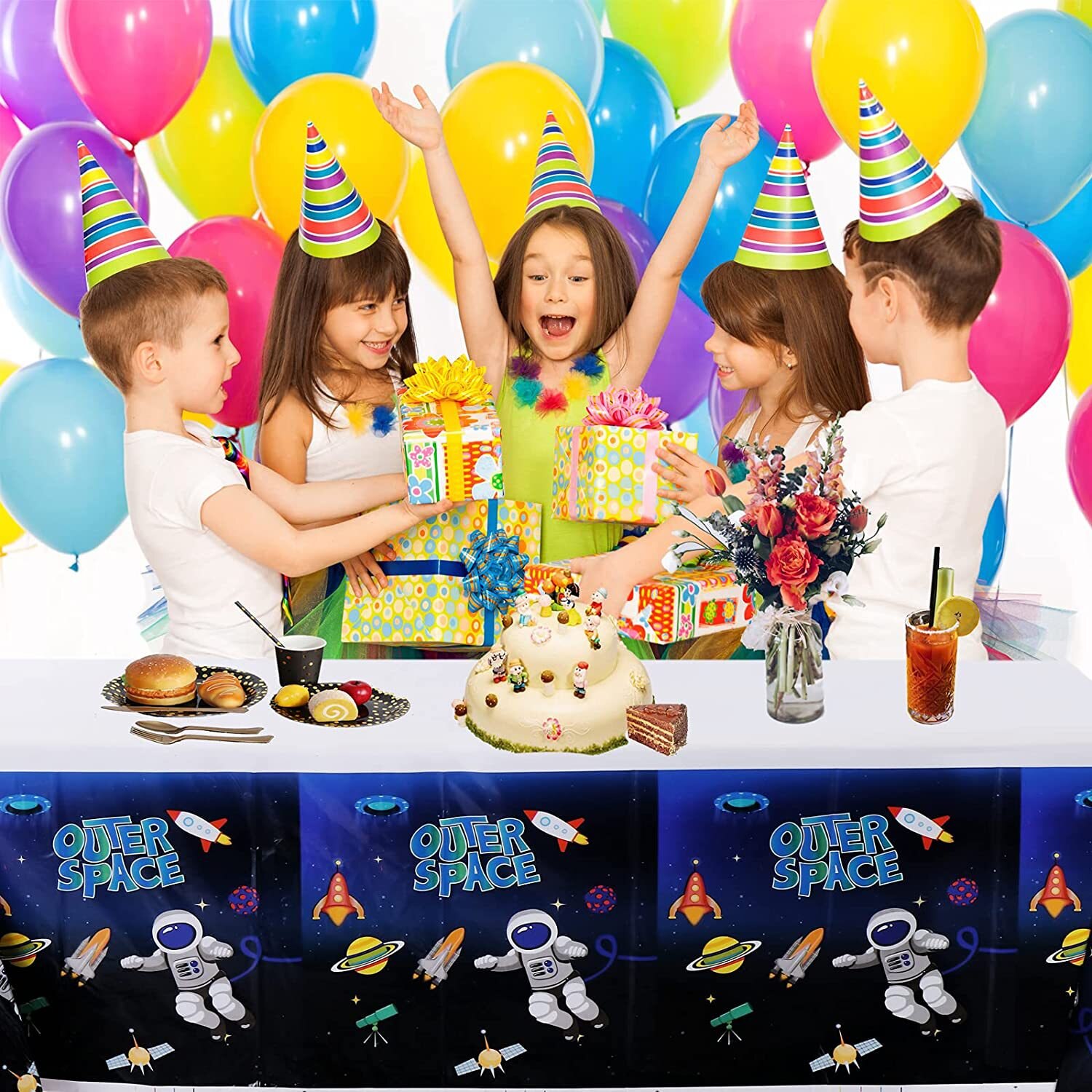 Outer Space Astronaut Thema Party Tafelkleed Geluk... – Vicedeal