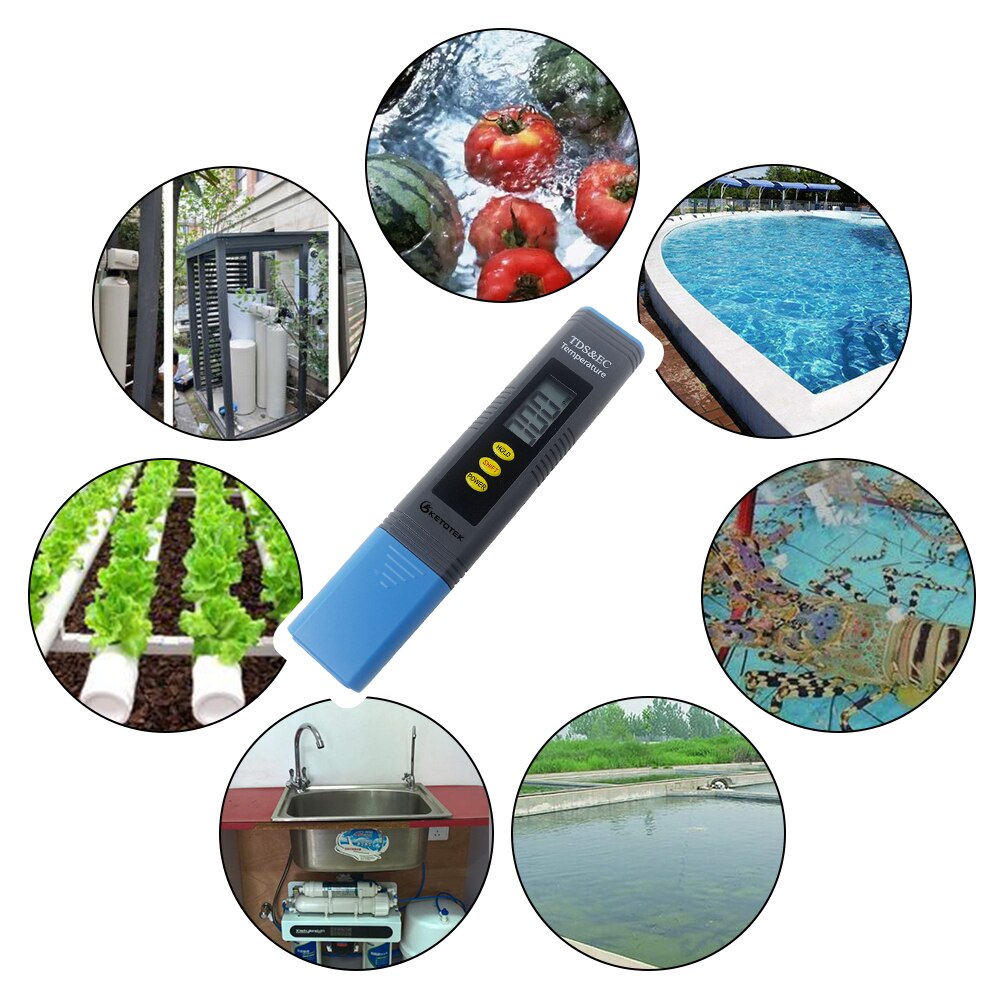 Ketotek protable lcd digital ph-mätare vattentestare tds/ph/ec ...