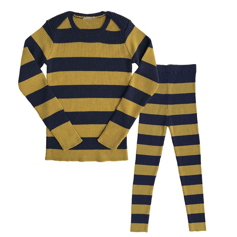 Ribbed Kids Clothing Set Autumn Winter Stripe Baby... – Vicedeal