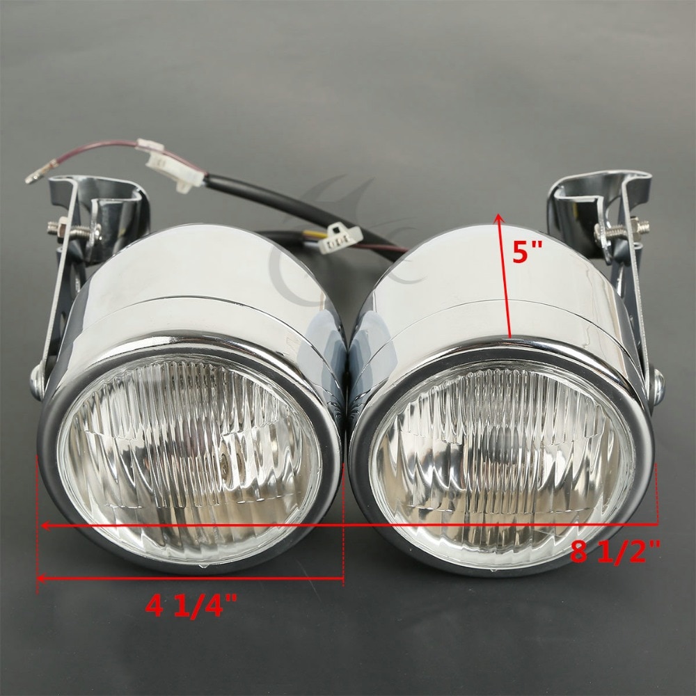 Motorcycle Twin Front Headlight lamp W/ Bracket Fo... – Grandado
