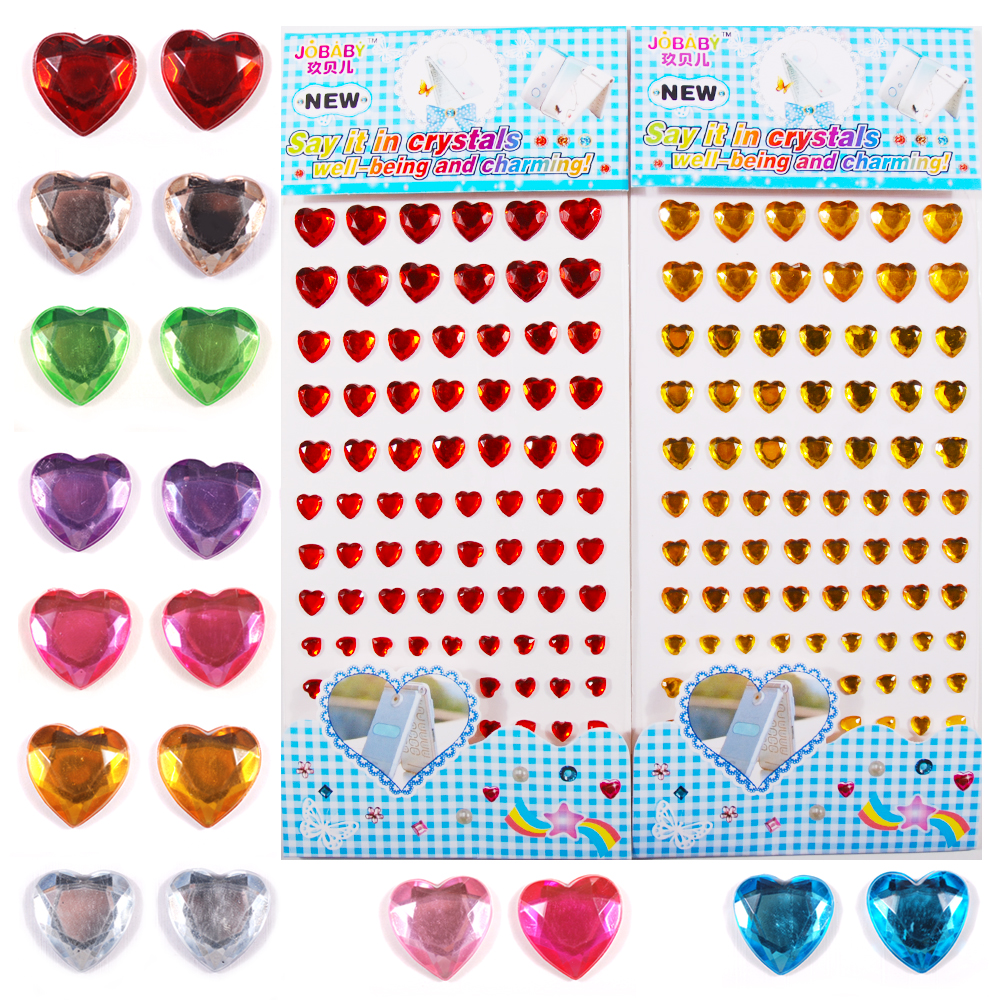 1 Vel Multicolor Zelfklevende Hartvorm Strass Kris... – Vicedeal