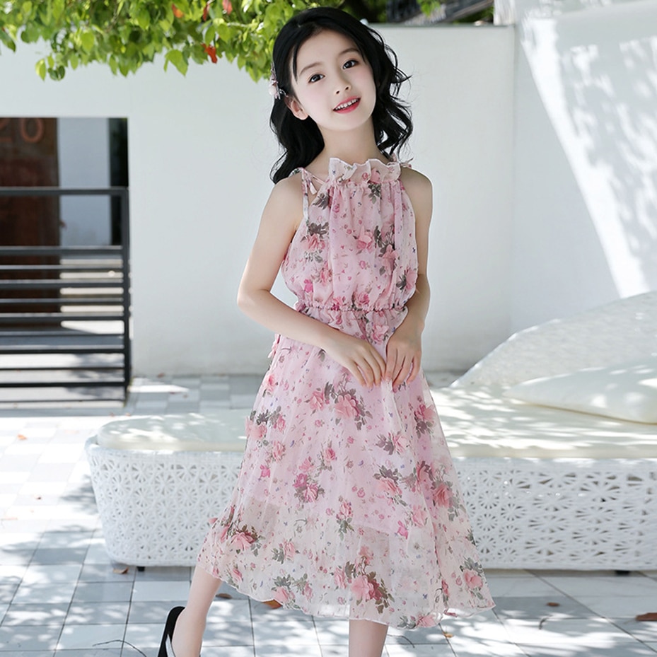 Summer Girls Dress Strap Shoulder Girl Beach Dress... – Vicedeal